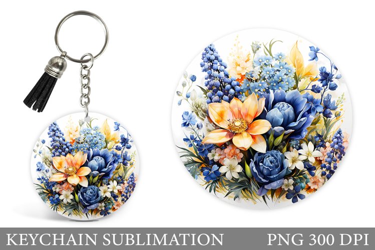 Flowers Keychain Sublimation. Flowers Round (3763261)