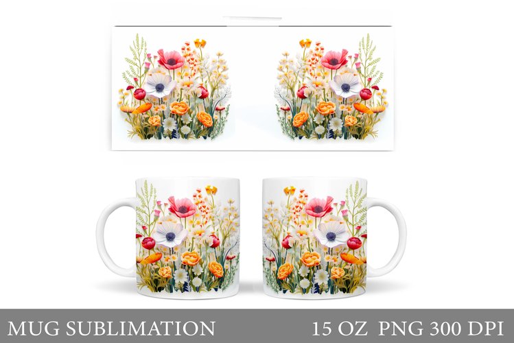 3D Flowers Mug Wrap Design. Flowers Mug Wrap (3419924)