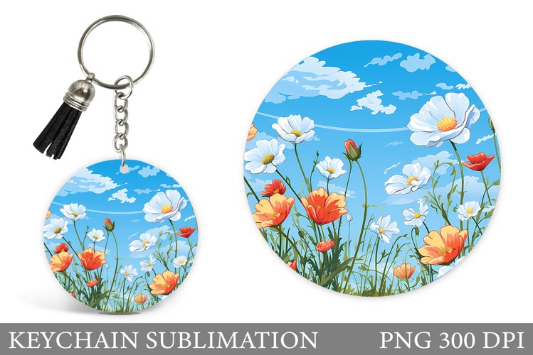 Flowers Keychain Sublimation. Round Keychain (3056607)