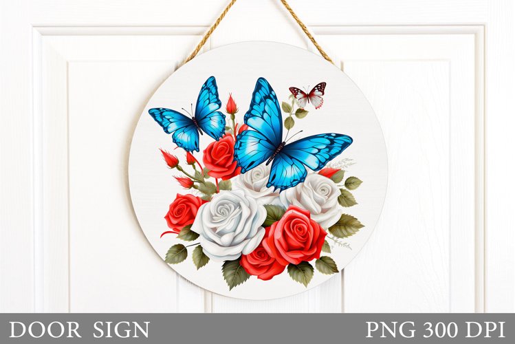Butterfly Door Sign Sublimation. Roses Door Sign (3705787)