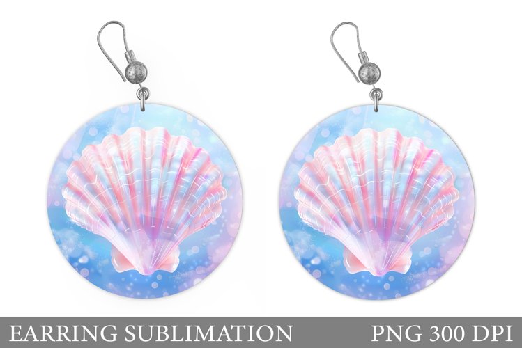 Seashell Earring Design. Sea Round Earring Sublimation