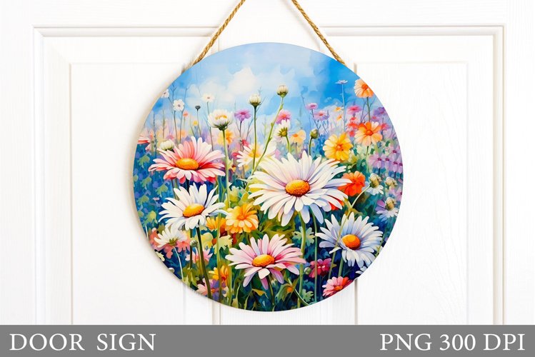 Daisy Flowers Door Sign. Flowers Door Sign Design