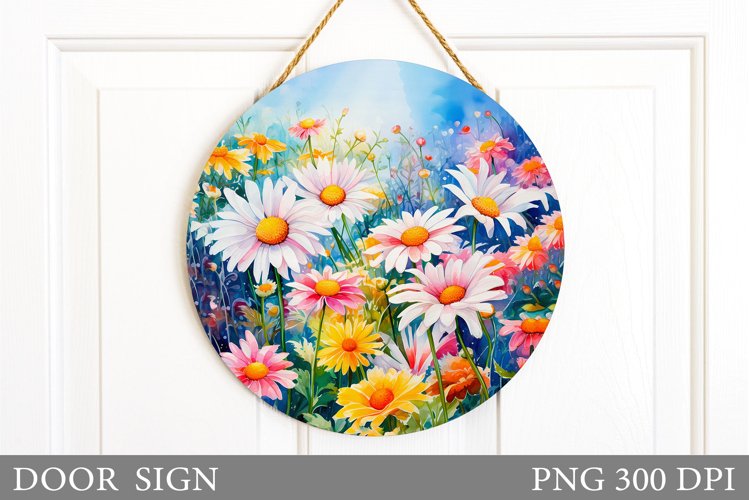 Flowers Door Sign Design. Daisy Flowers Door Sign