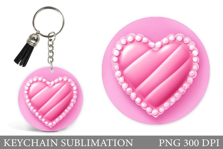 Heart Keychain Design. Round Keychain Valentines
