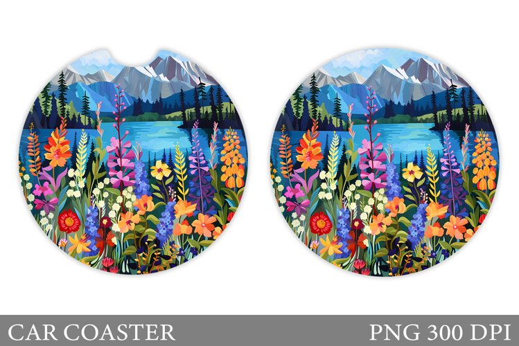 Flowers Car Coaster Design. Summer Car Coaster (3628744)