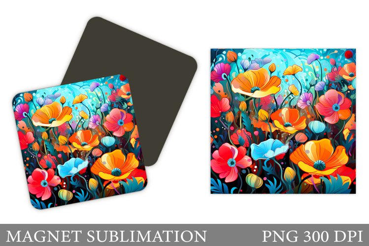 Flowers Magnet Sublimation. Flowers Square Magnet Design