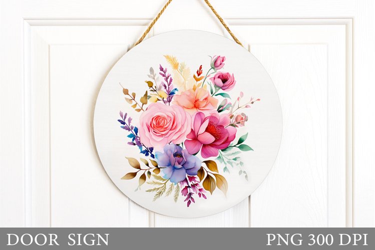 Floral Door Sign Sublimation. Flowers Door Sign (3705618)