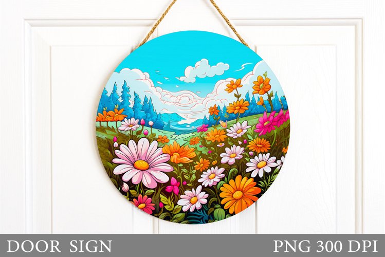 Floral Door Sign Sublimation. Flowers Door Sign (3715604)