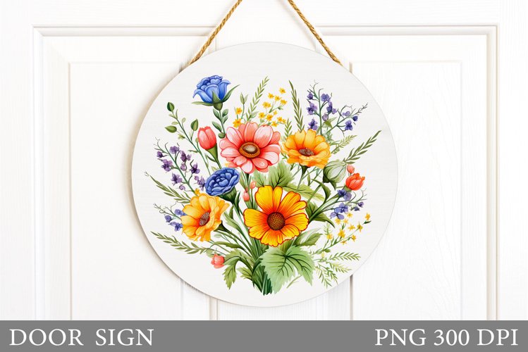 Floral Door Sign Sublimation. Flowers Door Sign (3705617)