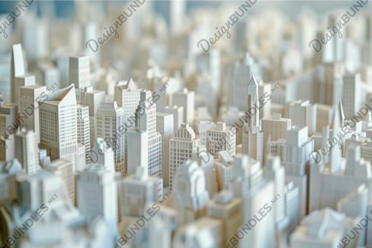White architectural model of a city center with skyscrapers