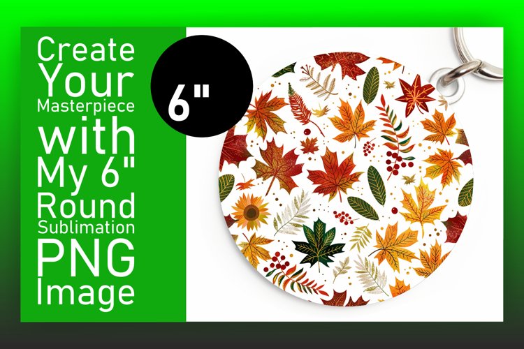 Fall Foliage Watercolor Round Design Art Keychain