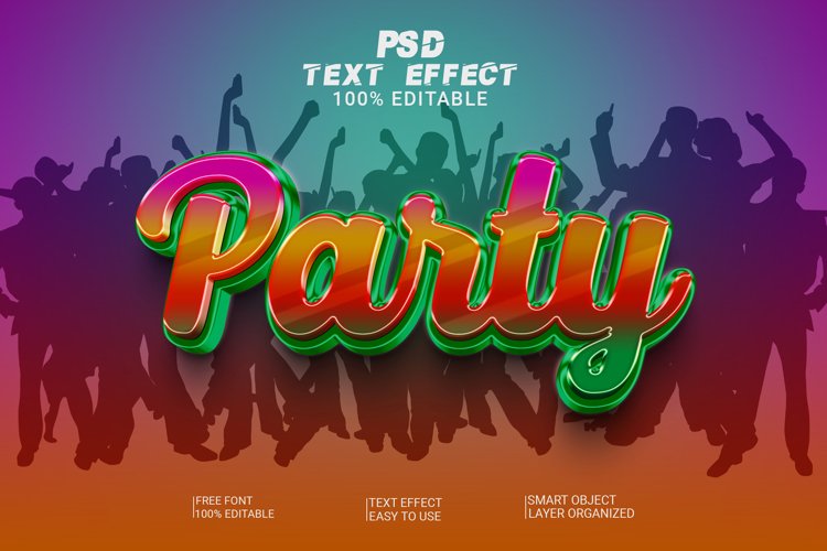 Party 3d PSD Editable Text Style Effect