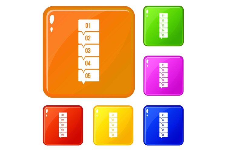 Five steps infographic icons set vector color