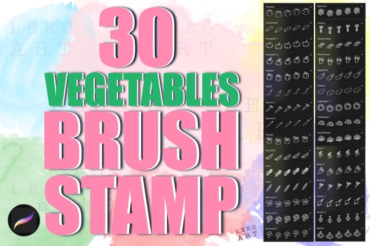 Vegetables Brush Stamp Procreate (2167634)