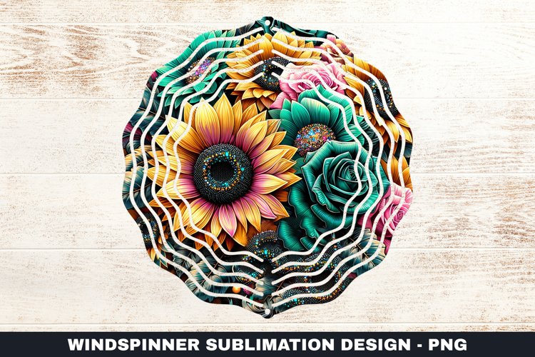 Flowers Wind Spinner Sublimation Design (4381991)