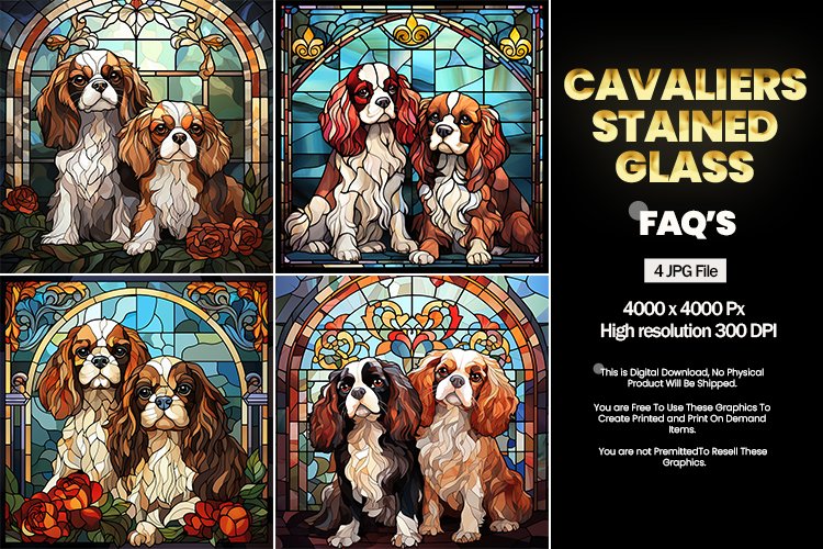 Cavaliers Stained Glass Square Coaster - 04 (2959134)
