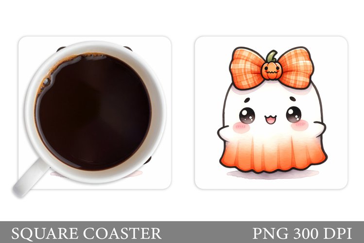Cute Ghost Coaster Design. Halloween Coaster (4215512)