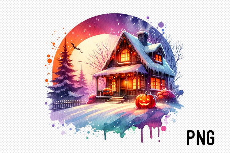 Cozy Halloween Cottage Sublimation Clipart