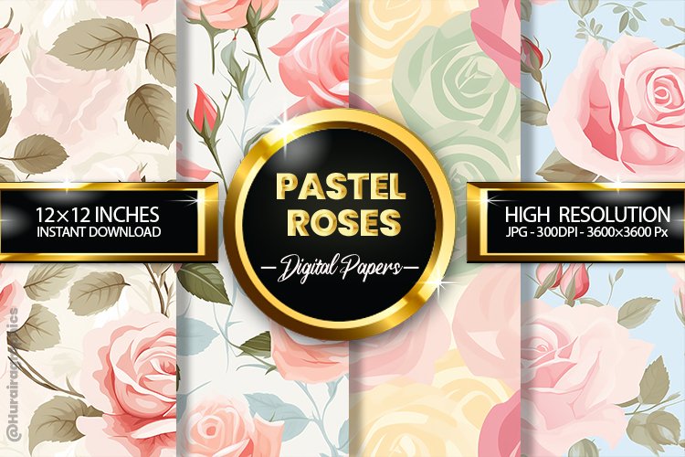 Pastel Roses Digital Papers - 04 Variations (3534750)