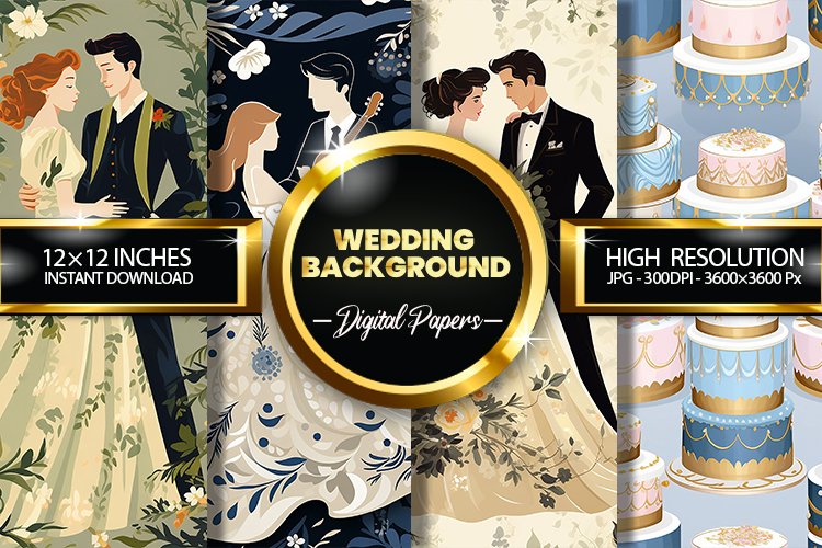 Wedding Background Digital Papers - 04 Variations (2996661)