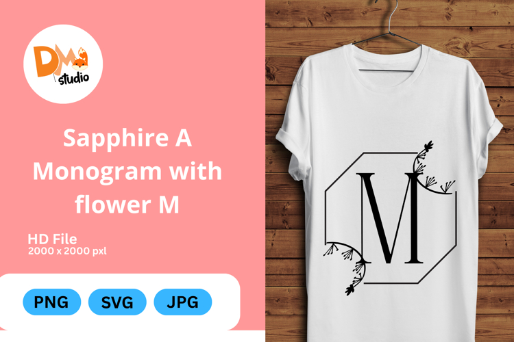 Sapphire Monogram with Flowers (6096107)