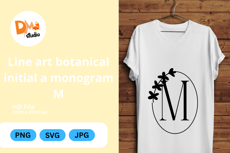 Line Art Botanical Initial Monogram (6057869)