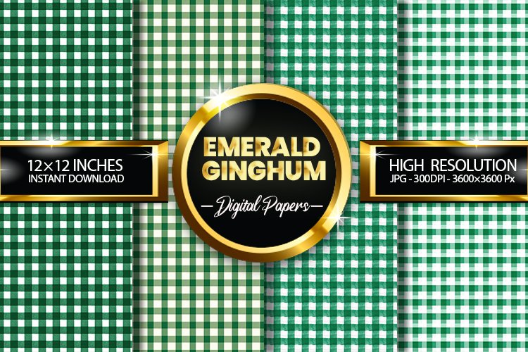 Emerald Gingham Digital Papers - 04 Variations (3001274)