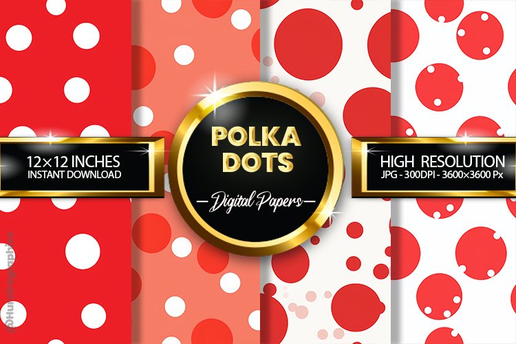 Polka Dots Digital Papers - 04 Variations (3587930)