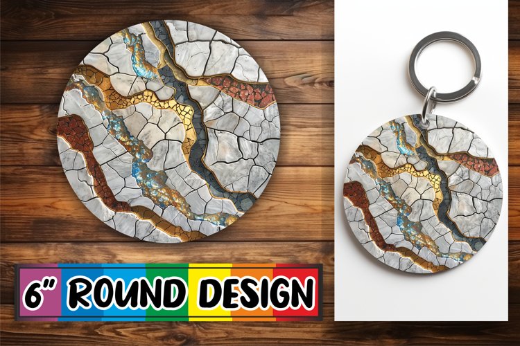 Radiant Round Keychains: Mosaic Delights (3575988)