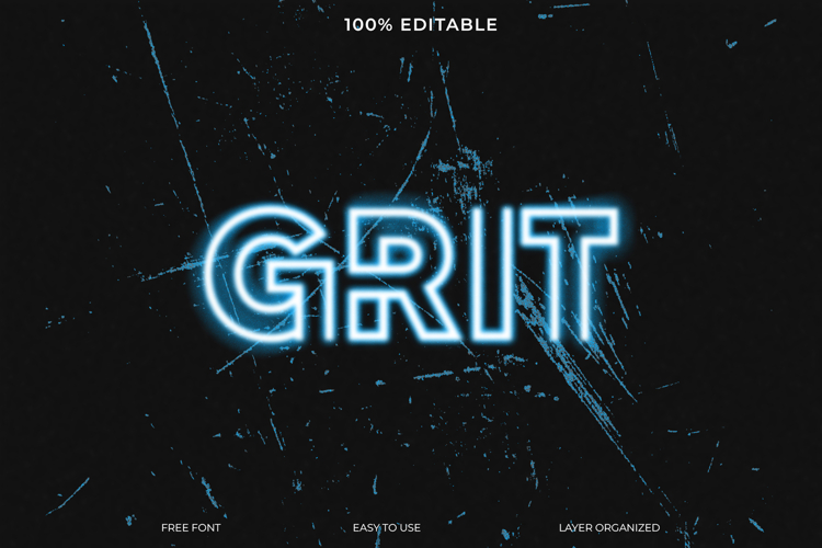Neon Glow Blue Light Bold 3D Text Effect Template
