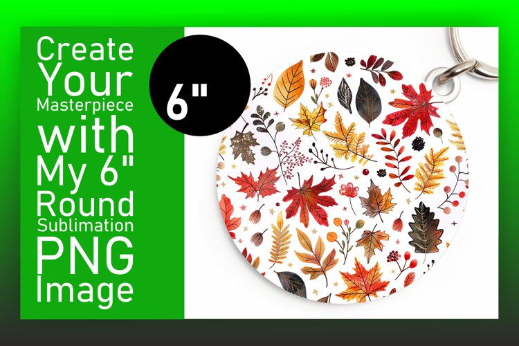 Fall Foliage Pattern Round Design Keychain