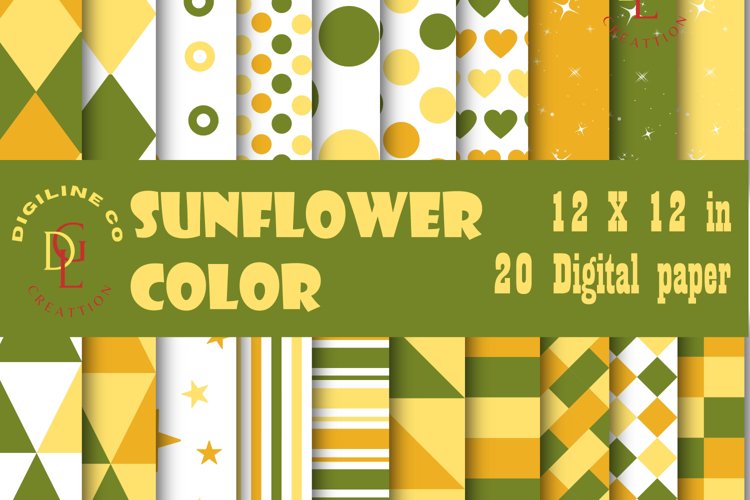 Sunflower Digital paper Watercolor summer Sunflower clipart