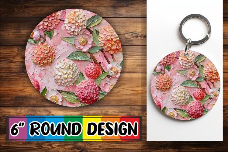 Blooming Flowers Round Keychain Design (4203491)