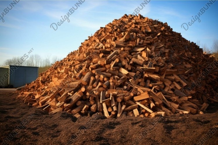 Large pile of chopped firewood outdoor