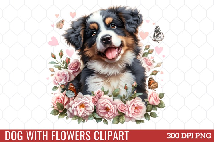 Dog With Flowers Clipart (3482588)