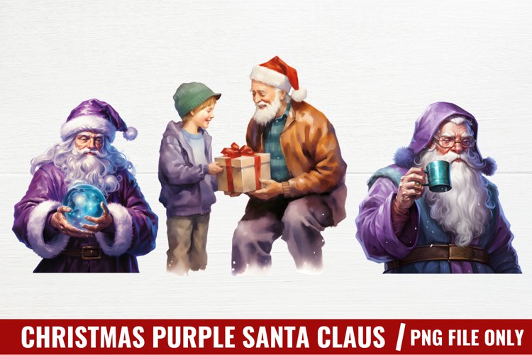 Christmas Purple Santa Claus Sublimation (4337488)