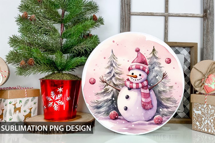 Christmas Snowman Round Sign