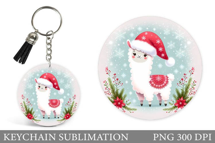 Christmas Lama Keychain. Cute Lama Keychain Design (4919421)
