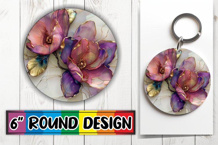 Radiant Gold Floral Sublimation Circles