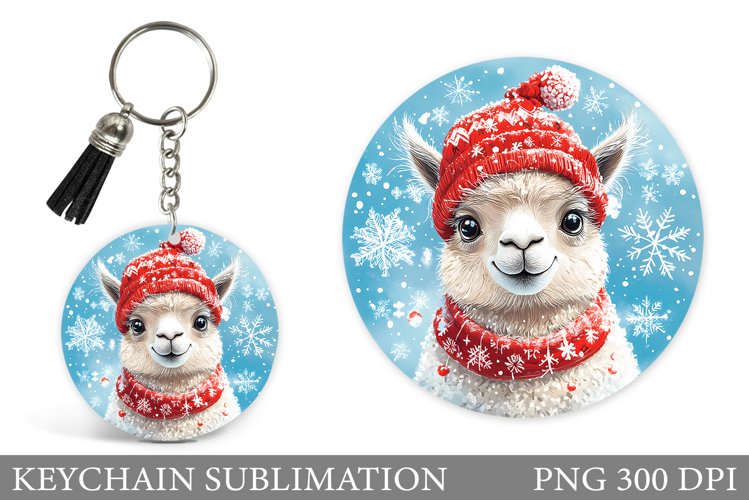 Christmas Lama Keychain. Cute Lama Keychain Design (4807299)