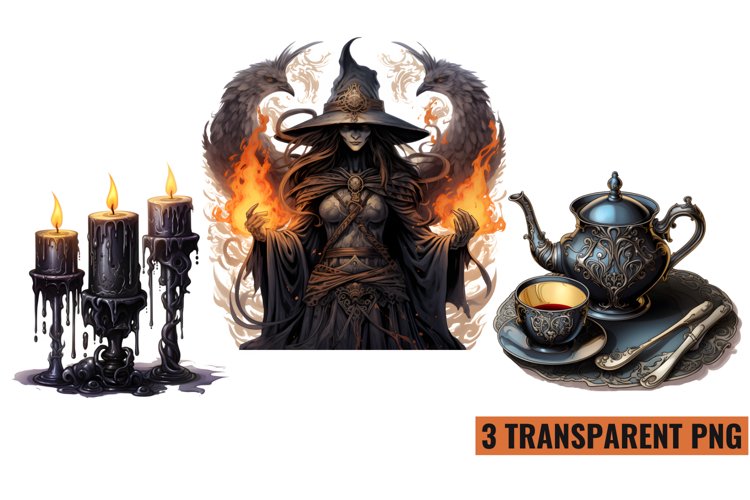 Watercolor Halloween Witch sublimation , PNG