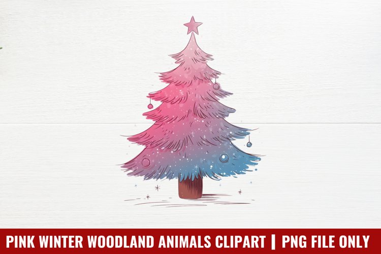 Pink Winter Woodland Animals Clipart PNG (4805067)