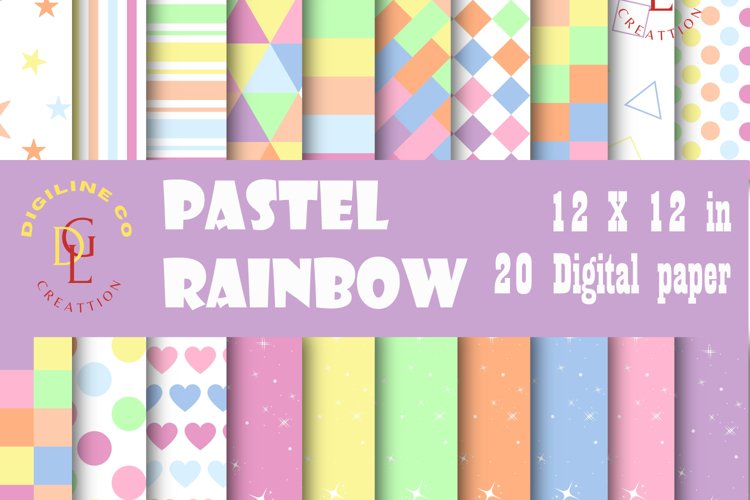 pastel Rainbow Chevron Digital paper Watercolor clip art