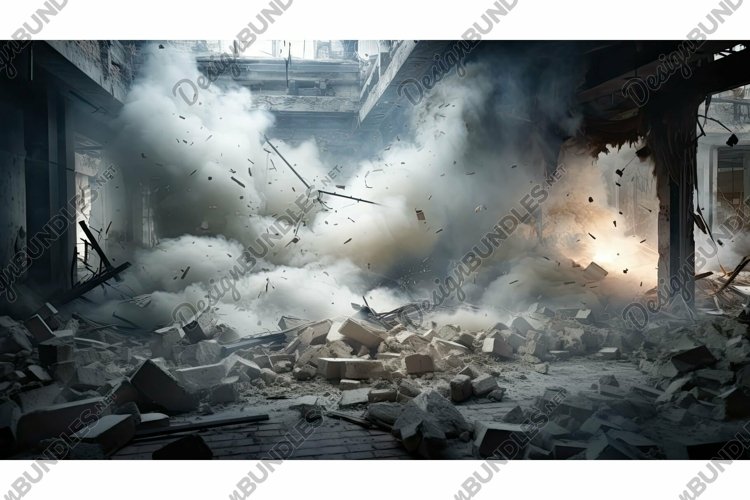 torn blurred demolition interior