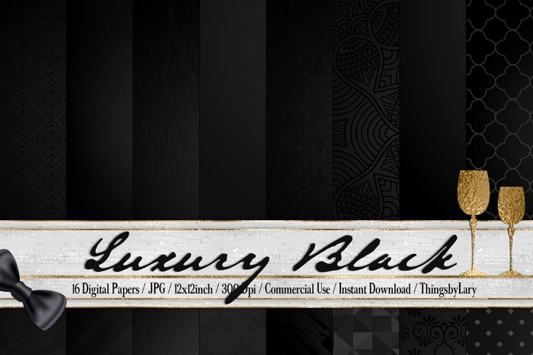 16 Black Luxury Pattern Digital Papers