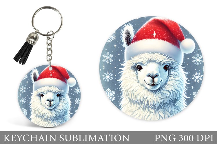 Christmas Lama Keychain. Cute Lama Keychain Design (4787210)
