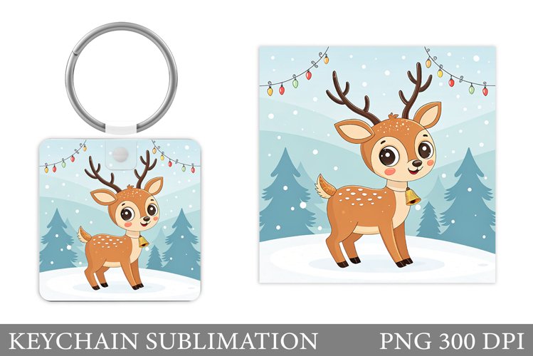 Cute Deer Keychain Design. Christmas Keychain (5033914)
