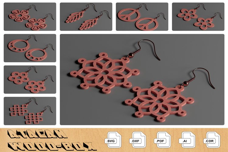 Jewelry Cut Files, Engraved Earring Set, Vector Cut Plan 288