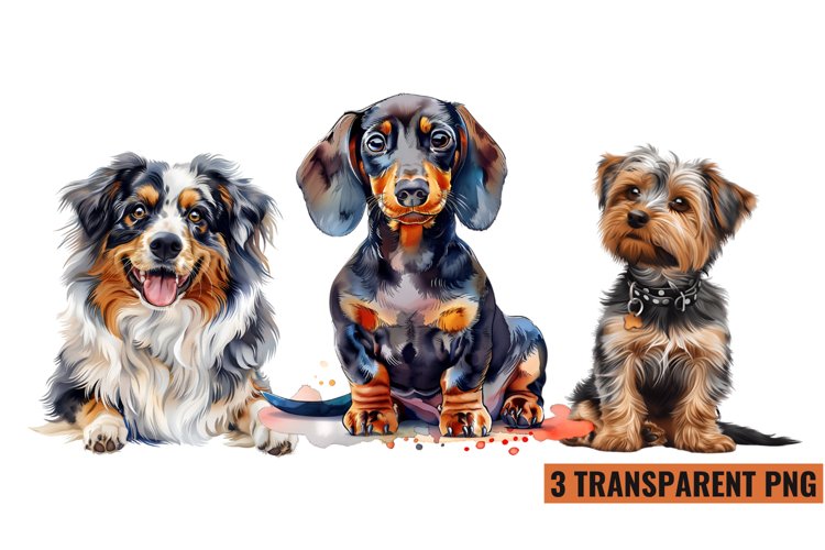 Watercolor Dog Breed Clipart , PNG