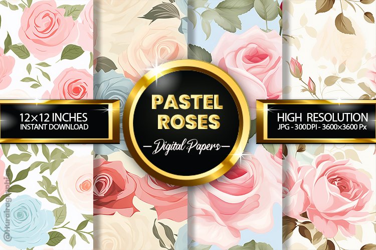 Pastel Roses Digital Papers - 04 Variations (3534770)